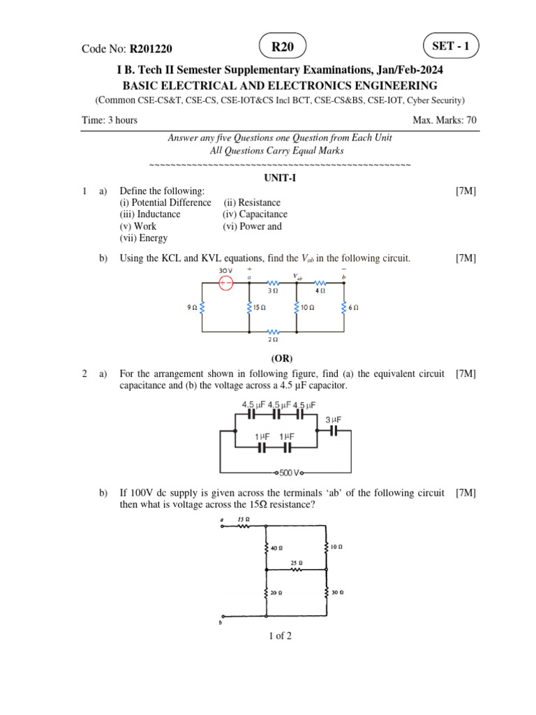 Basic Electrical and Electronics Engineering Jan 2024 | PDF | Electric ...