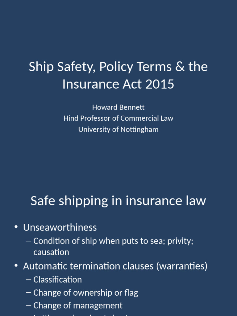 Piraeus Ship Safety Policy Terms & IA 2015 | PDF | Insurance | Private Law