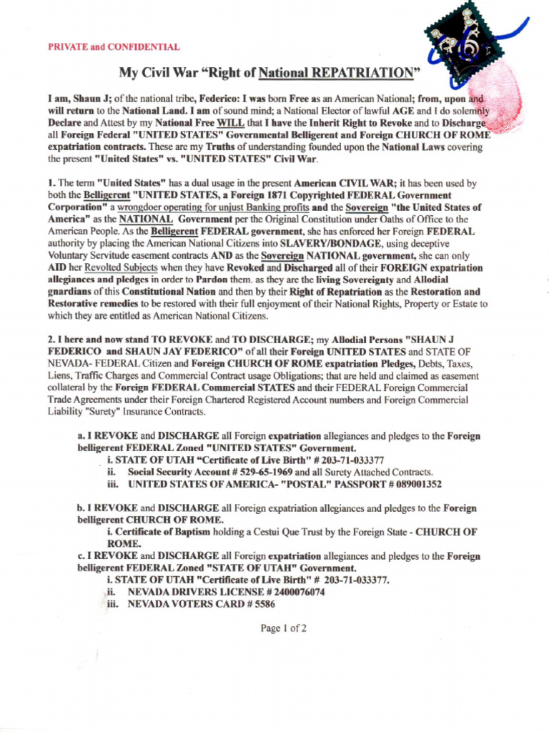 My Civil War Right of National Repatriation | PDF