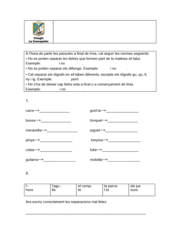 1011 3cprimaria Particio Paraules | PDF