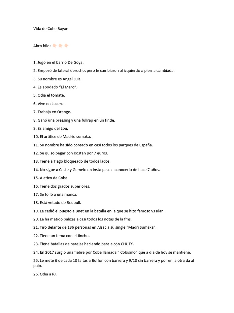 Vida de Cobe Rayan-1 | PDF