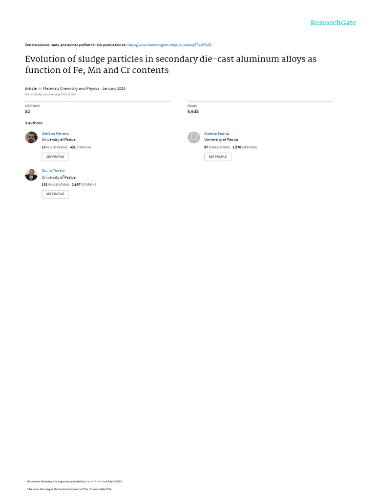 Evolution of sludge particles in secondary die-cast aluminum alloys as ...