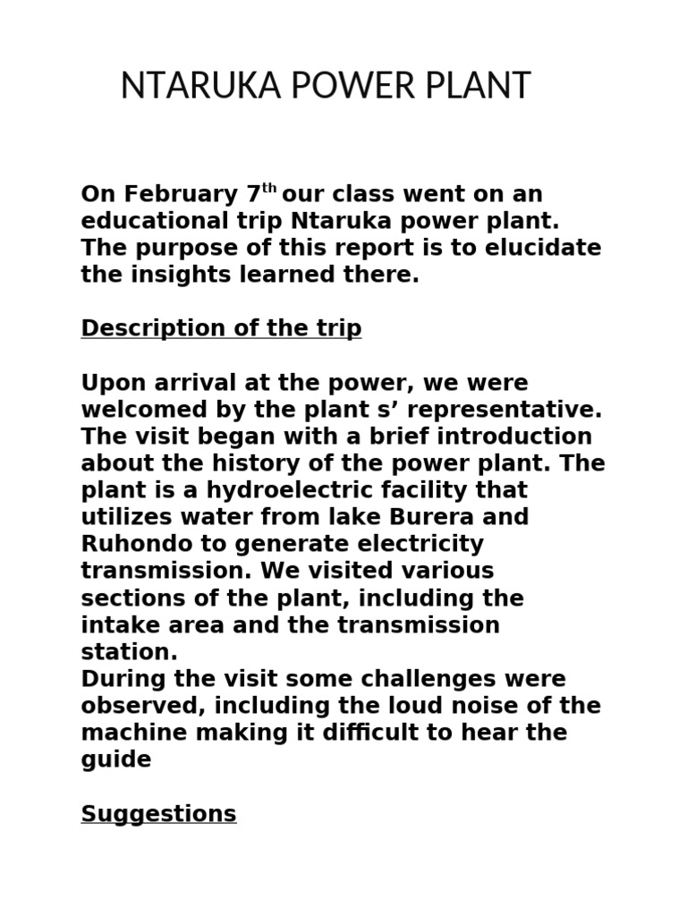 Ntaruka Hydropower Plant Visit Insights | PDF