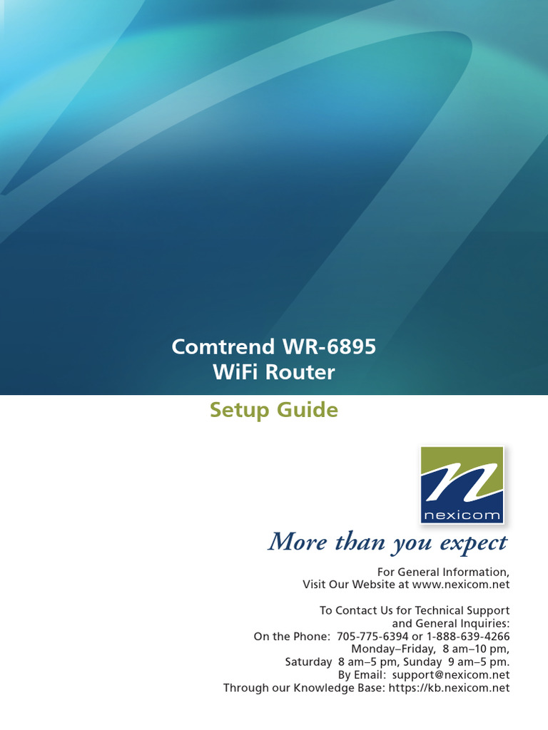 NEX Comtrend WR 6895 Modem SETUP Guide R6 | PDF | Wi Fi | Wireless Lan