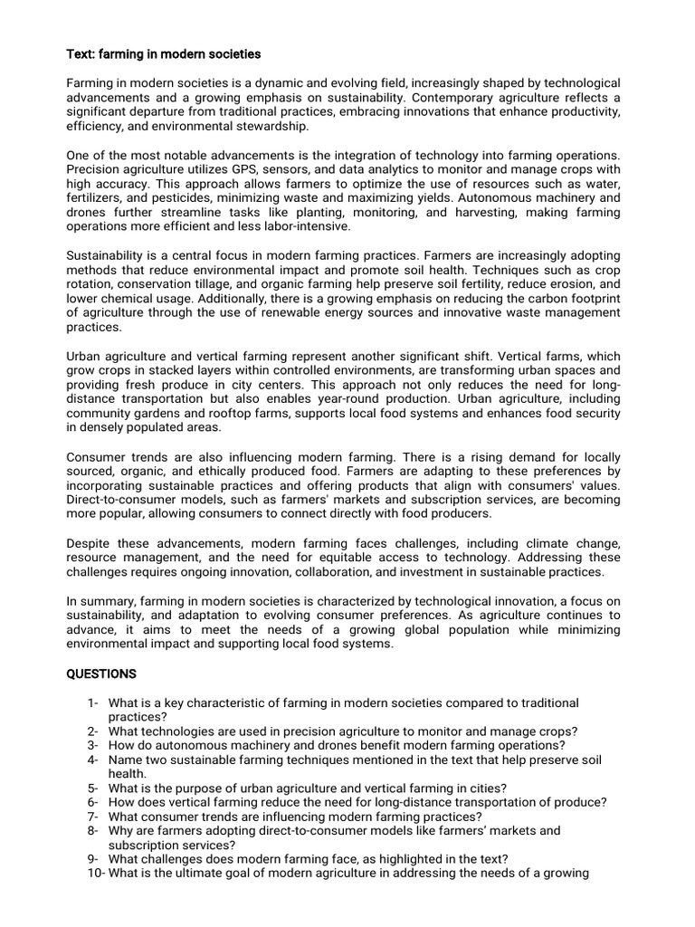 Text FARMING IN MODERN SOCIETY | PDF | Agriculture | Sustainable ...