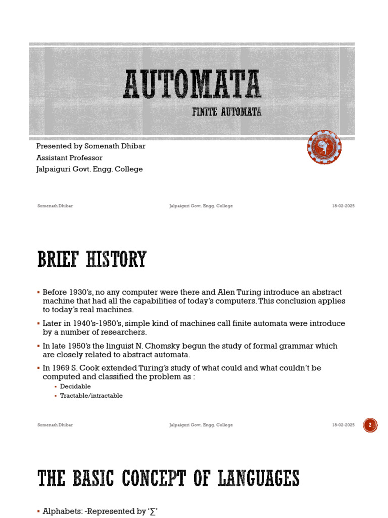 Slide20 Finite Automata Basic Jgec Pdf Automata Theory Computational Complexity Theory