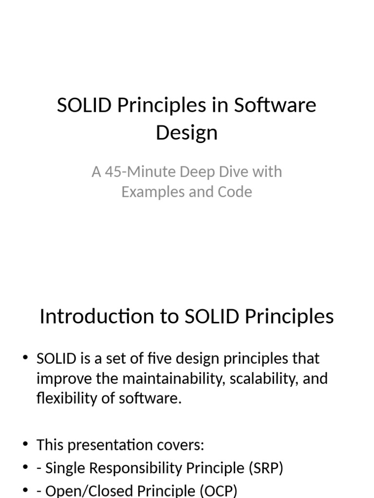 SOLID Principles for Software Design | PDF