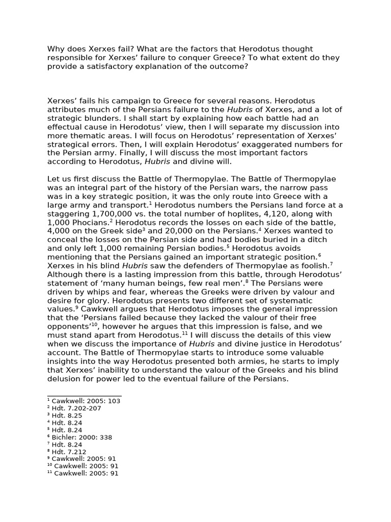 Why does Xerxes fail main essay | PDF | Ancient Greece | 1st Millennium ...