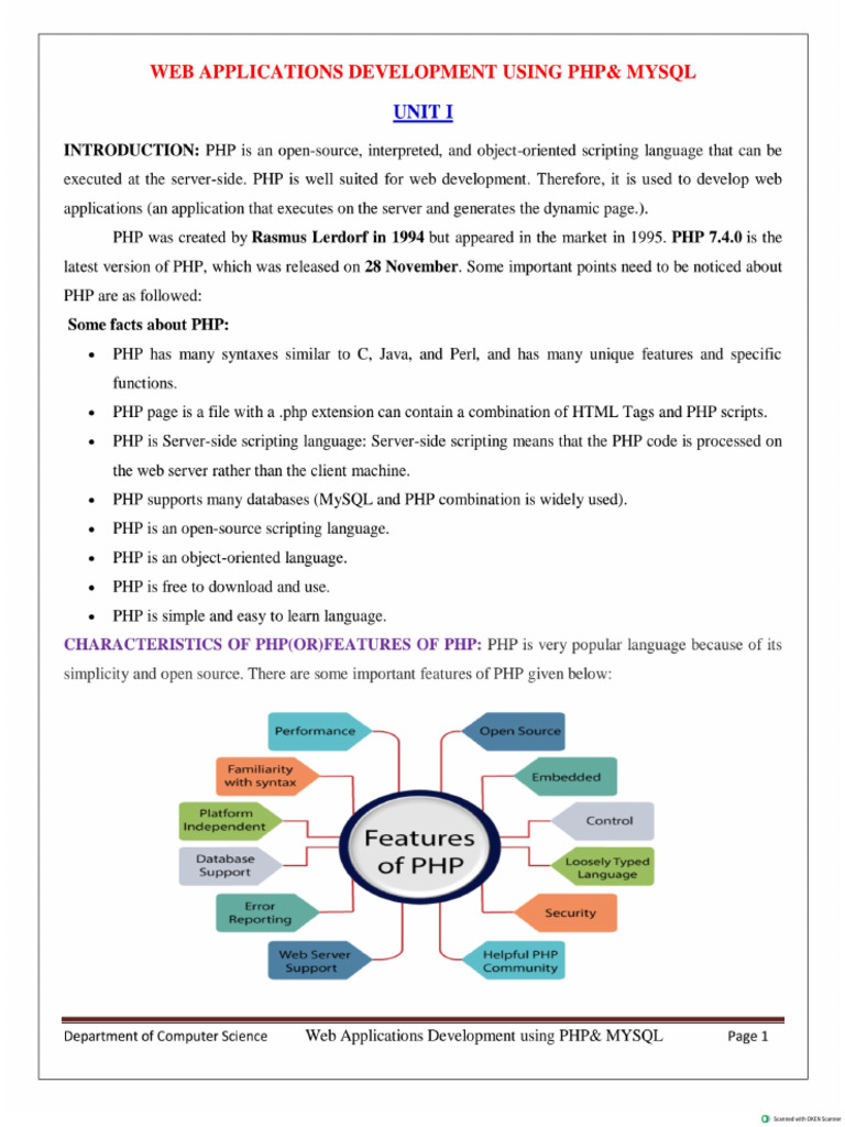PHP Unit 1 Econtent | PDF