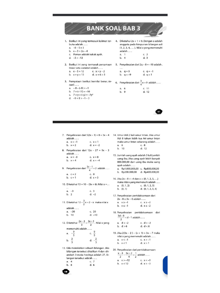 70 Soal Dan Pembahasan SPLDV | PDF