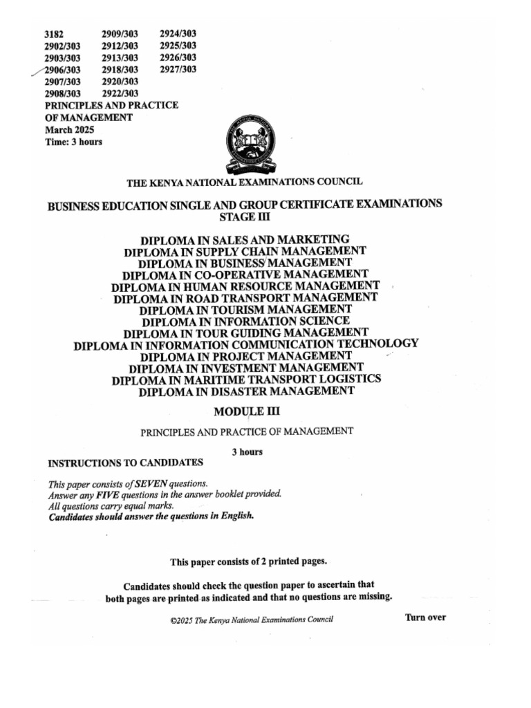 3182 Principles and Practice of Management | PDF