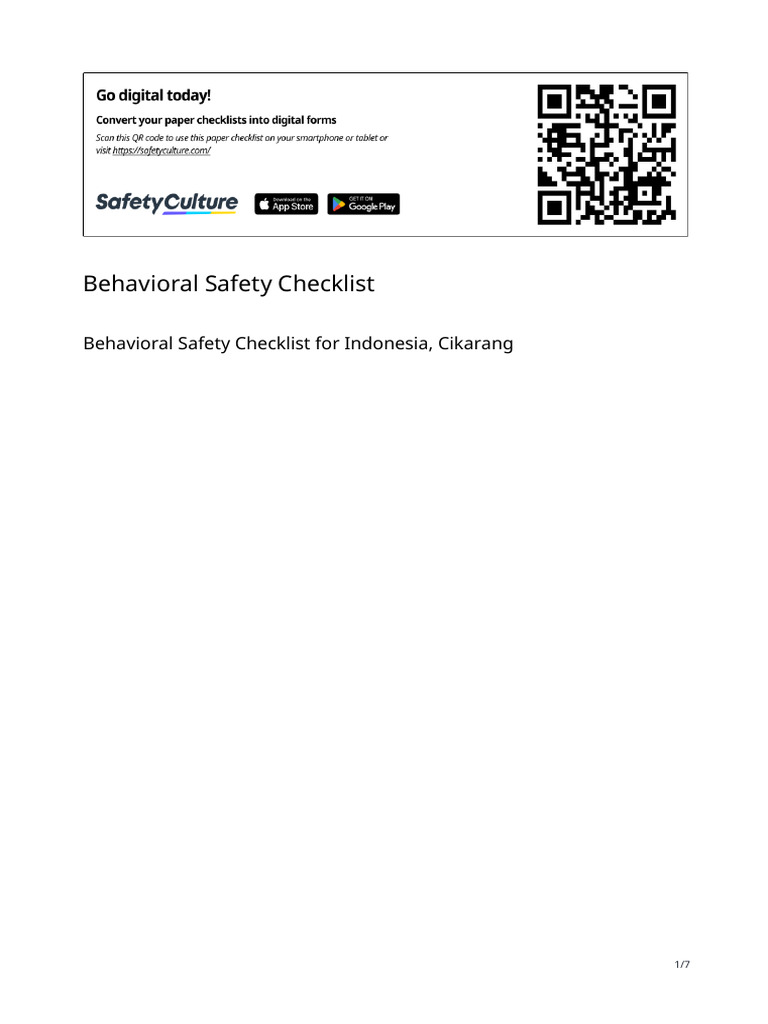 Behavioral Safety Checklist | PDF | Forklift