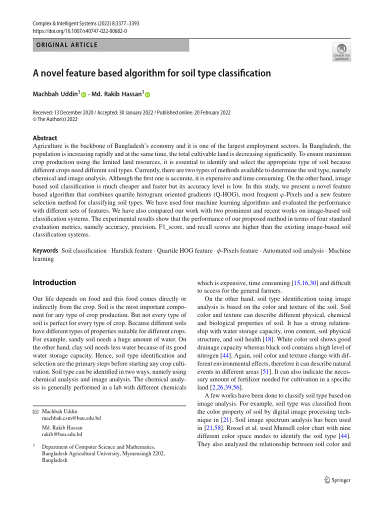 A Novel Feature Based Algorithm For Soil Type Classification | PDF ...