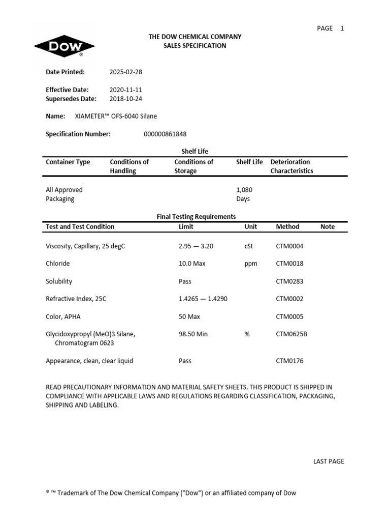 XIAMETER OFS-6040 Silano | PDF