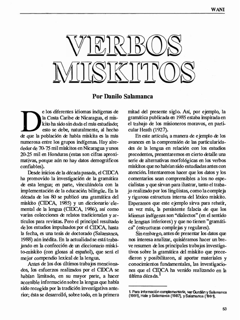 4 - Verbos Miskitos | PDF | Verbo | Unidades Semánticas