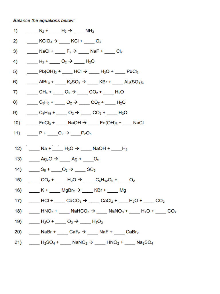 Chemical Equations and Reaction Types | PDF