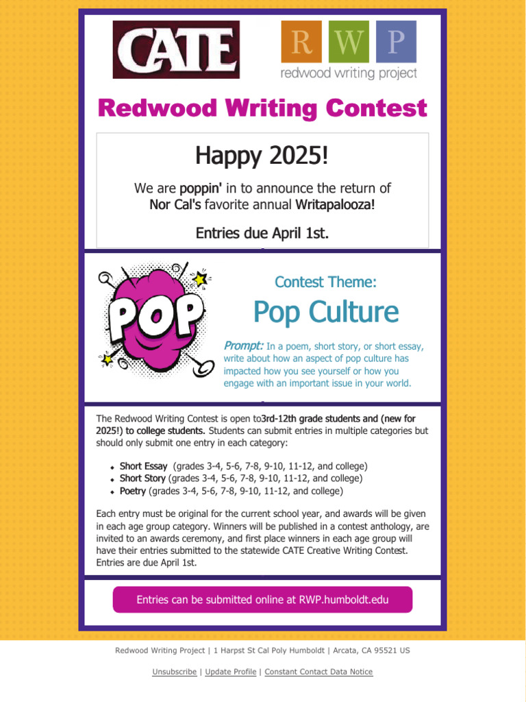 Redwood Writing Contest Spring 2025 FLyer | PDF