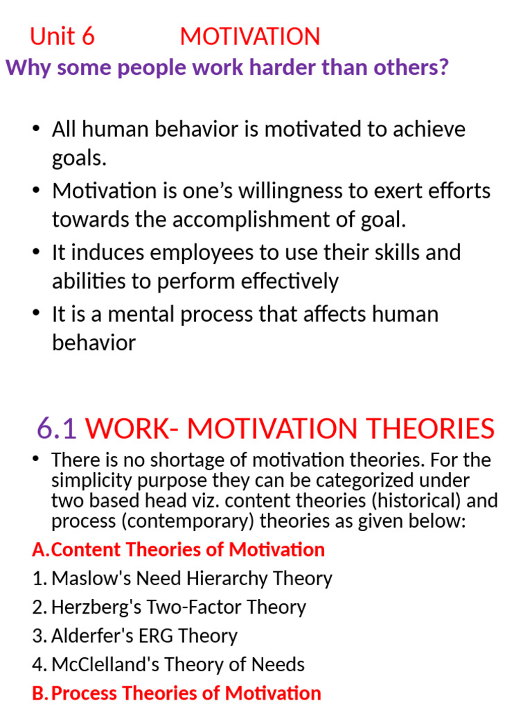 Unit 6, Motivation and Stress Management | PDF | Motivational | Motivation