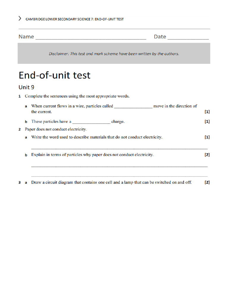 S7 Unit 9 End-Of-Unit | PDF