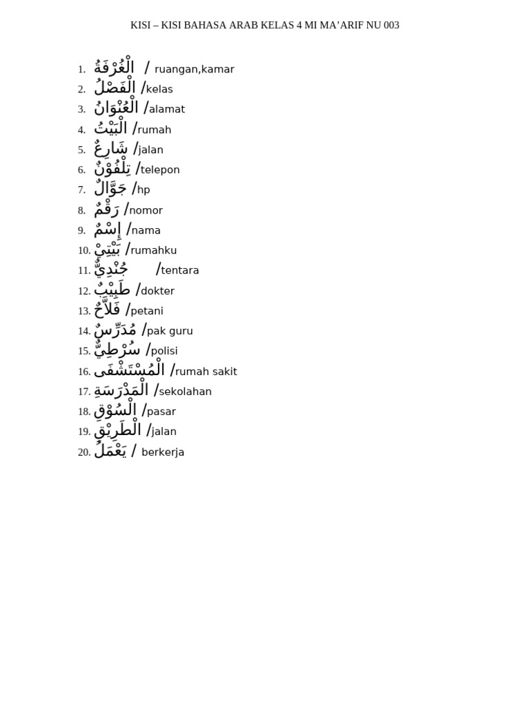 KISI-kisi Arab 4 | PDF