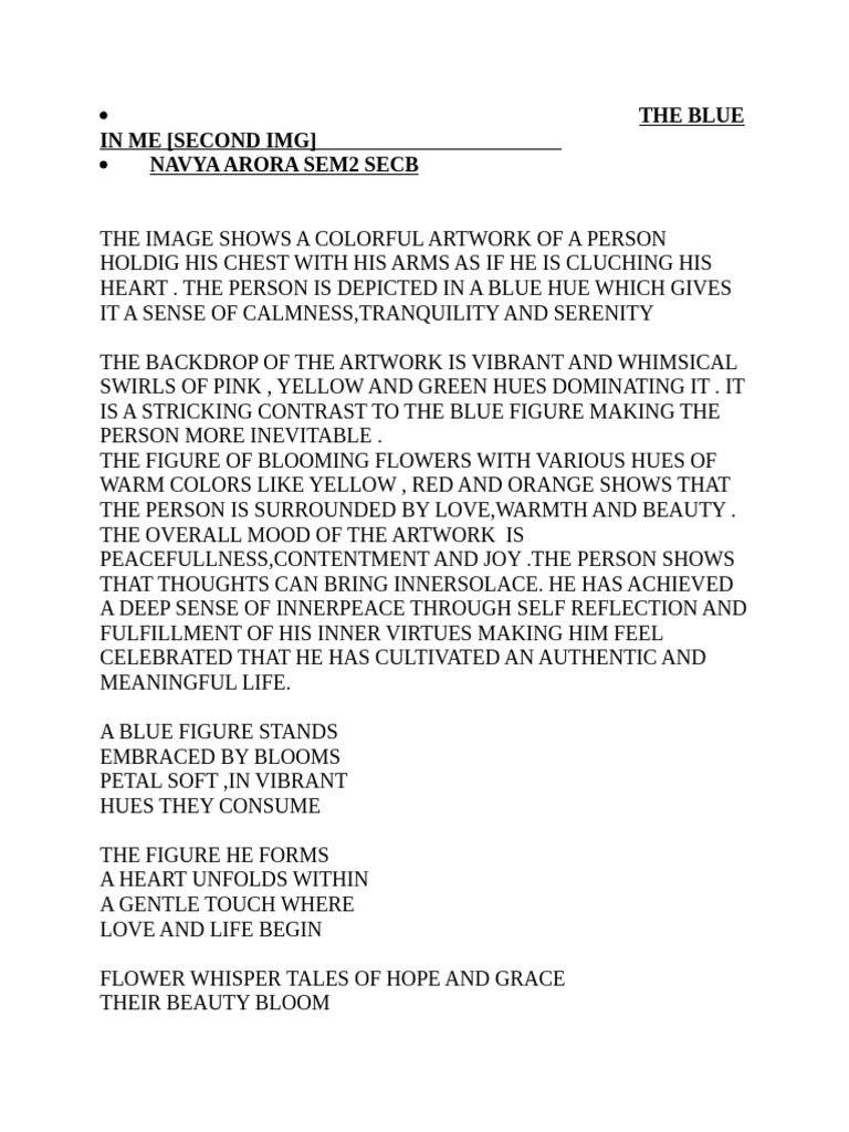 The Blue in Me (Second Img) Navya Arora Sem2 Secb | PDF