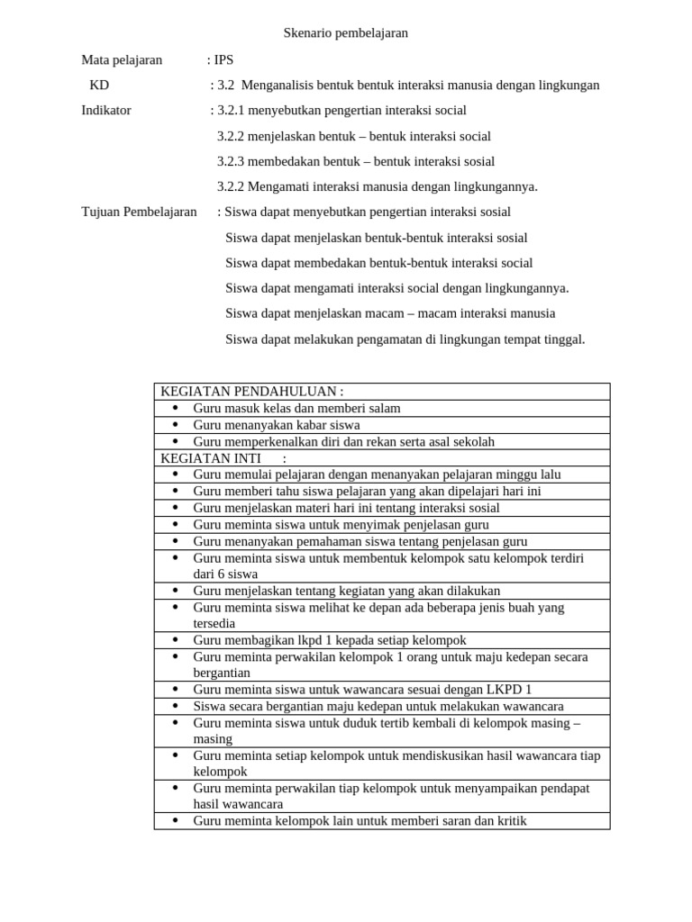Skenario pembelajaran | PDF