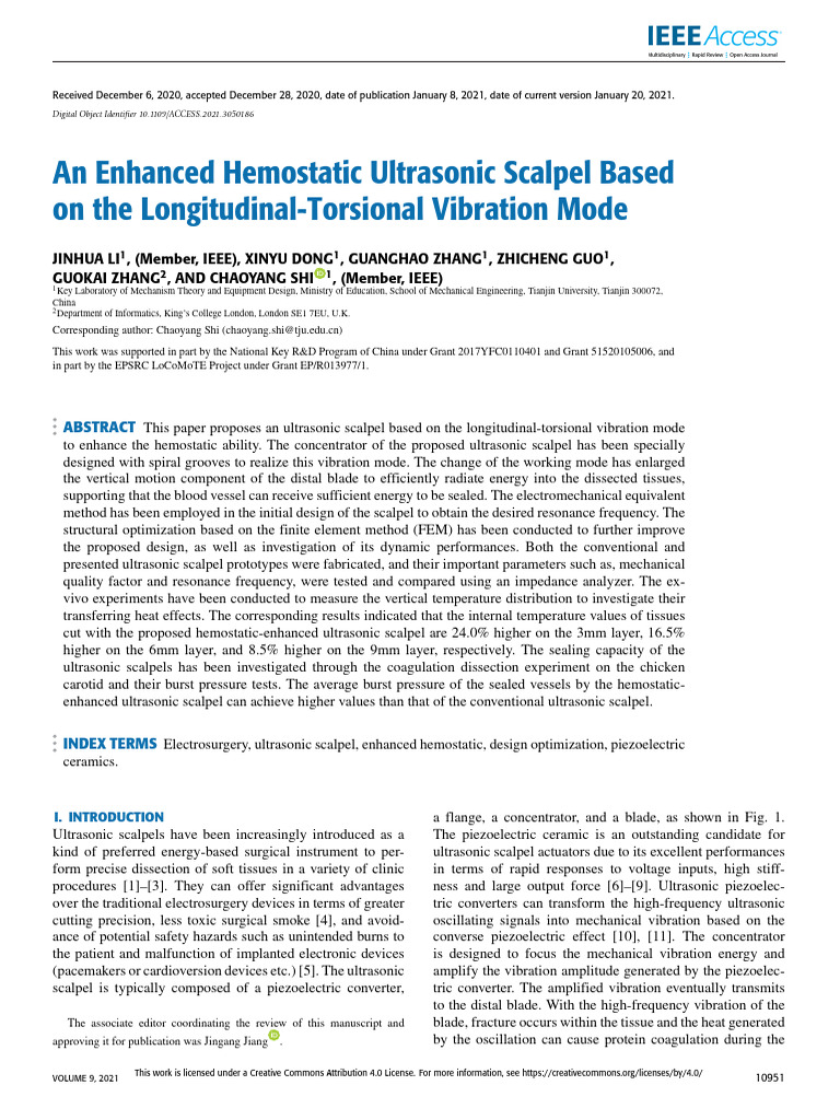 An Enhanced Hemostatic Ultrasonic Scalpel Based On The Longitudinal ...