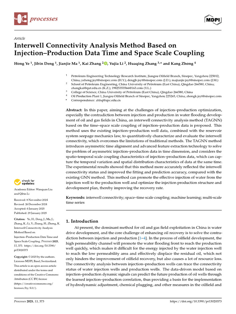 Ye - Interwell Connectivity Analysis Method Based On Injection ...
