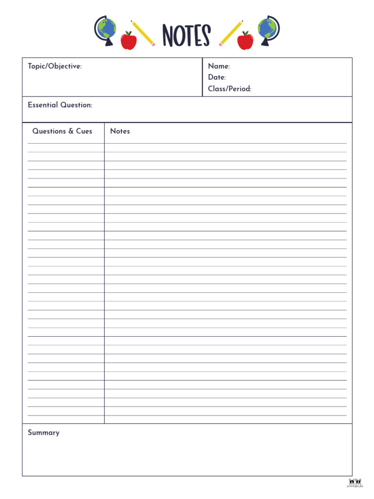 Printable Cornell Notes Template 5 | PDF