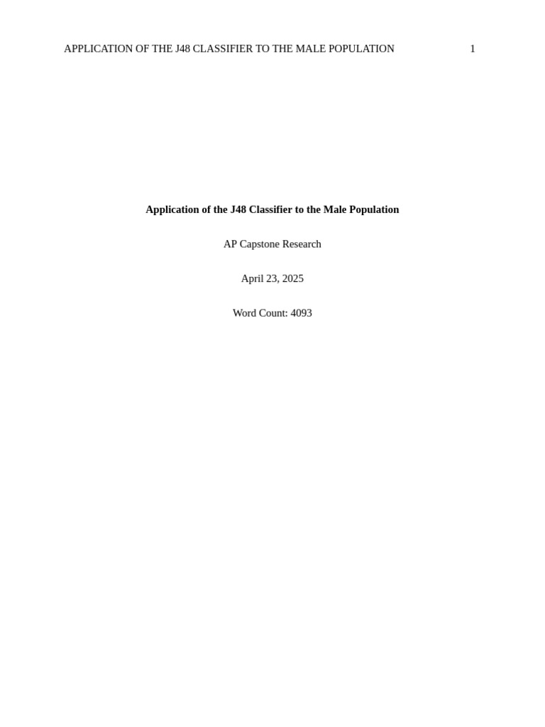 Applyingthe J48 Classifertothe Male Population | PDF