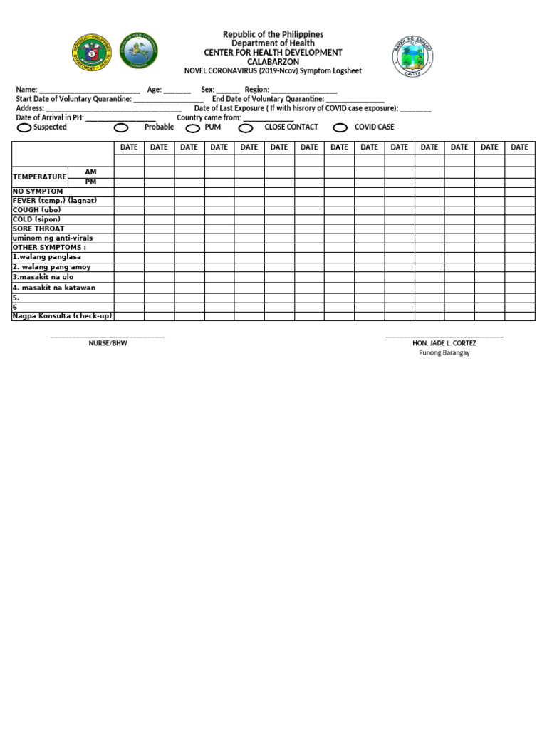 Monitoring Logsheet | PDF