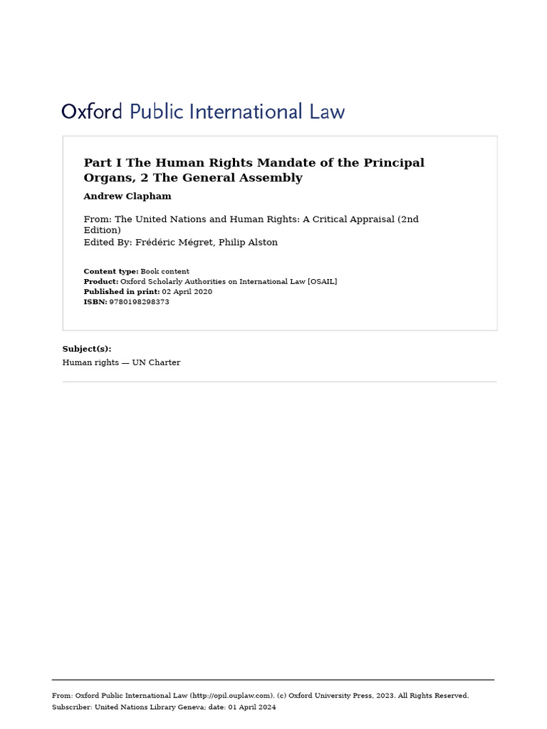 Alston - Ch. 2 Clapham GA | PDF | Human Rights | International Law