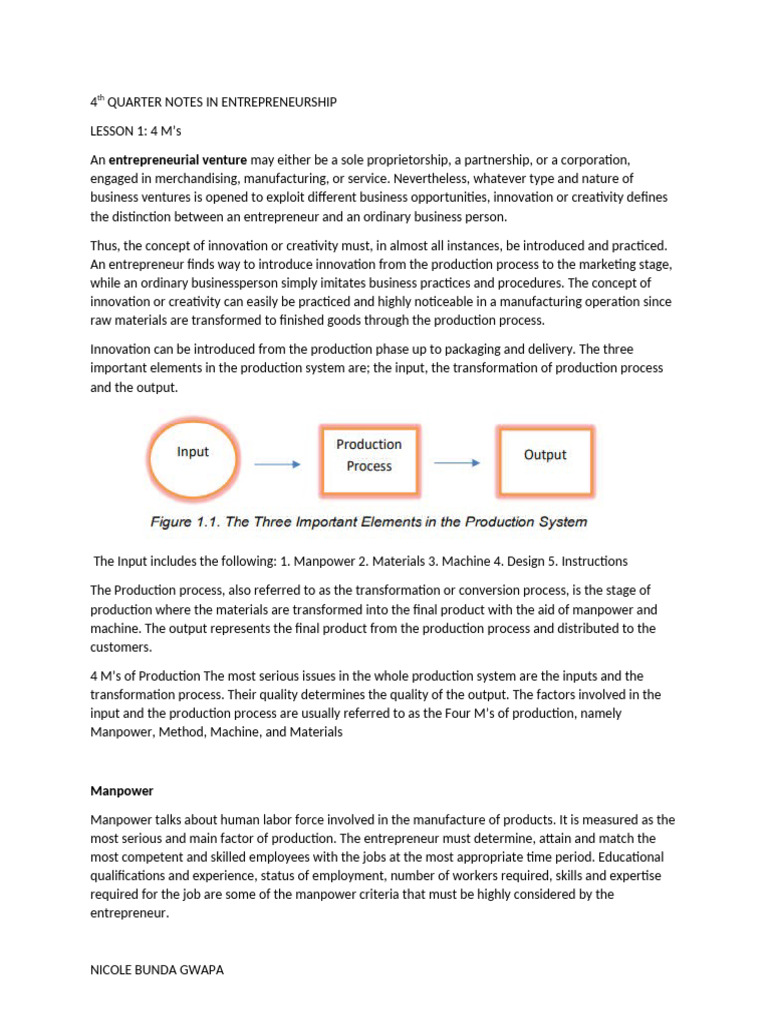 Understanding the 4 M's in Production | PDF | Expense | Supply Chain