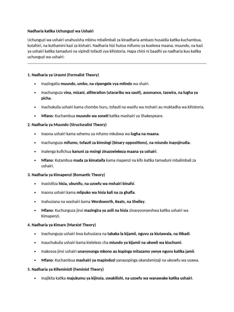Modern Kiswahili Poetry | PDF