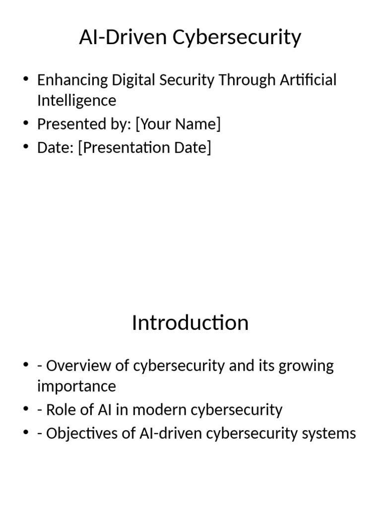 AI Driven Cybersecurity Presentation | PDF
