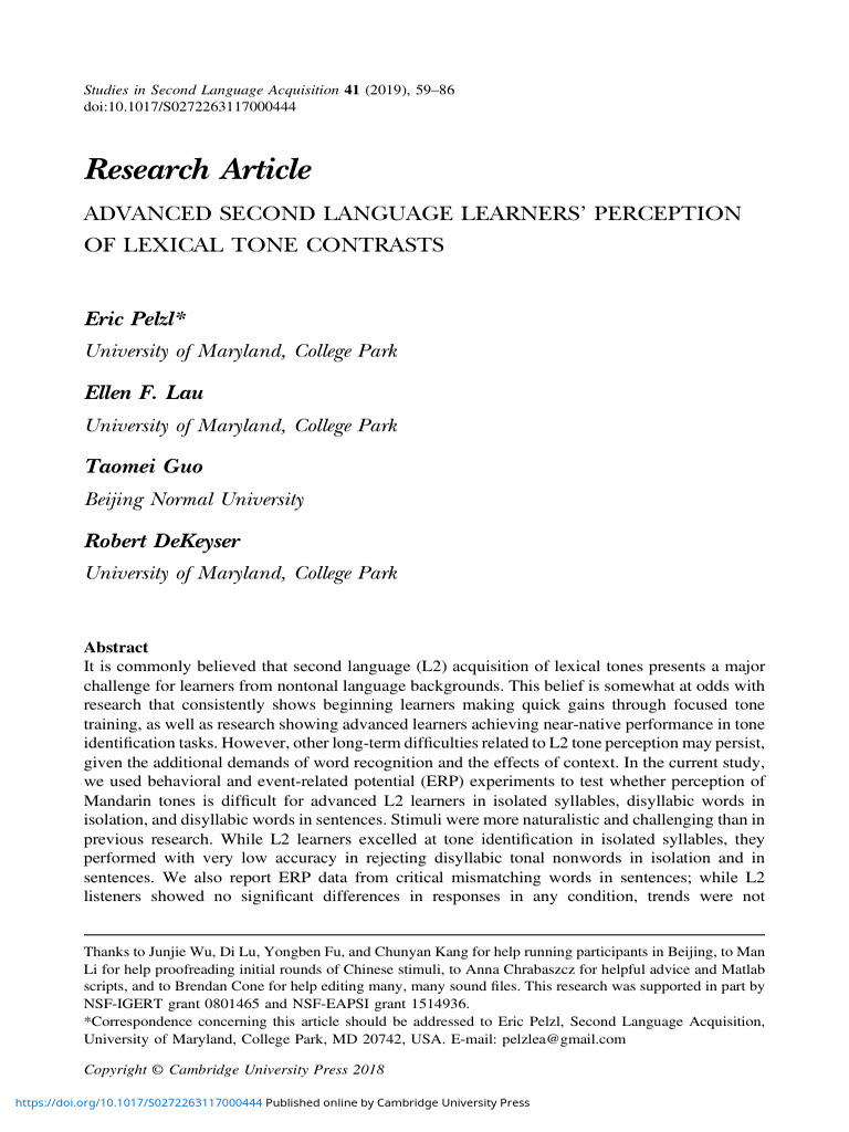 advanced-second-language-learners-perception-of-lexical-tone-contrasts | PDF | Tone (Linguistics ...