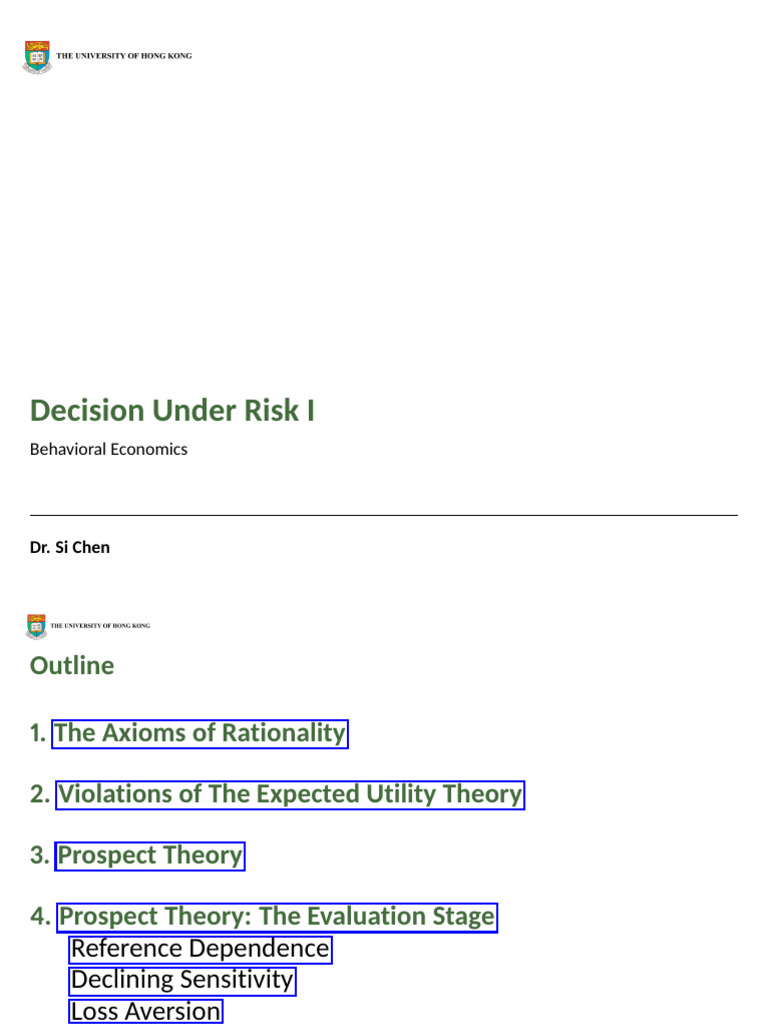Unit 2.1 Decision Under Risk I | PDF | Risk Aversion | Utility