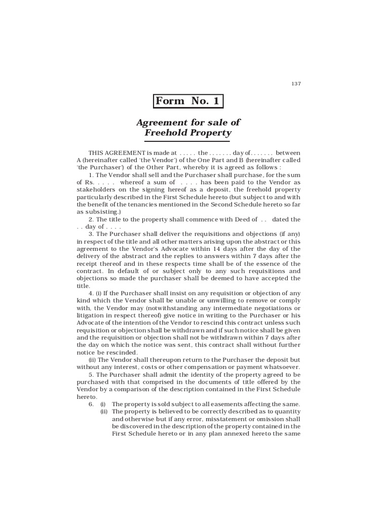Freehold Property Sale Agreement Template | PDF | Interest | Insurance