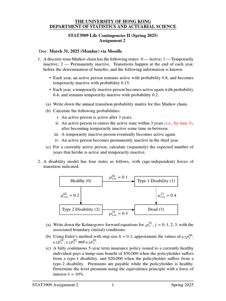 Assign2 3907 | PDF | Markov Chain | Applied Mathematics