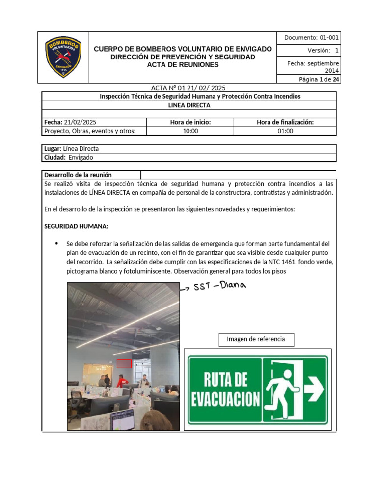 Informe Inspeccion LineaDirecta 20250221 3 (2) | PDF | Bombero | Protección contra incendios