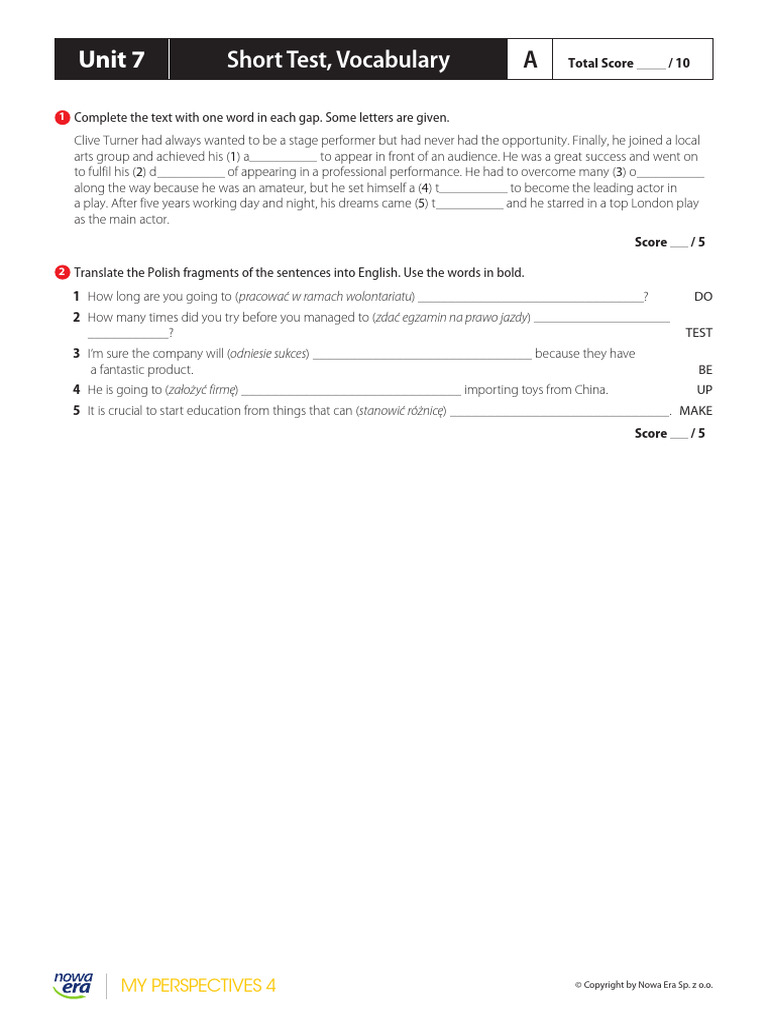 Unit 7 Vocabulary Test | PDF