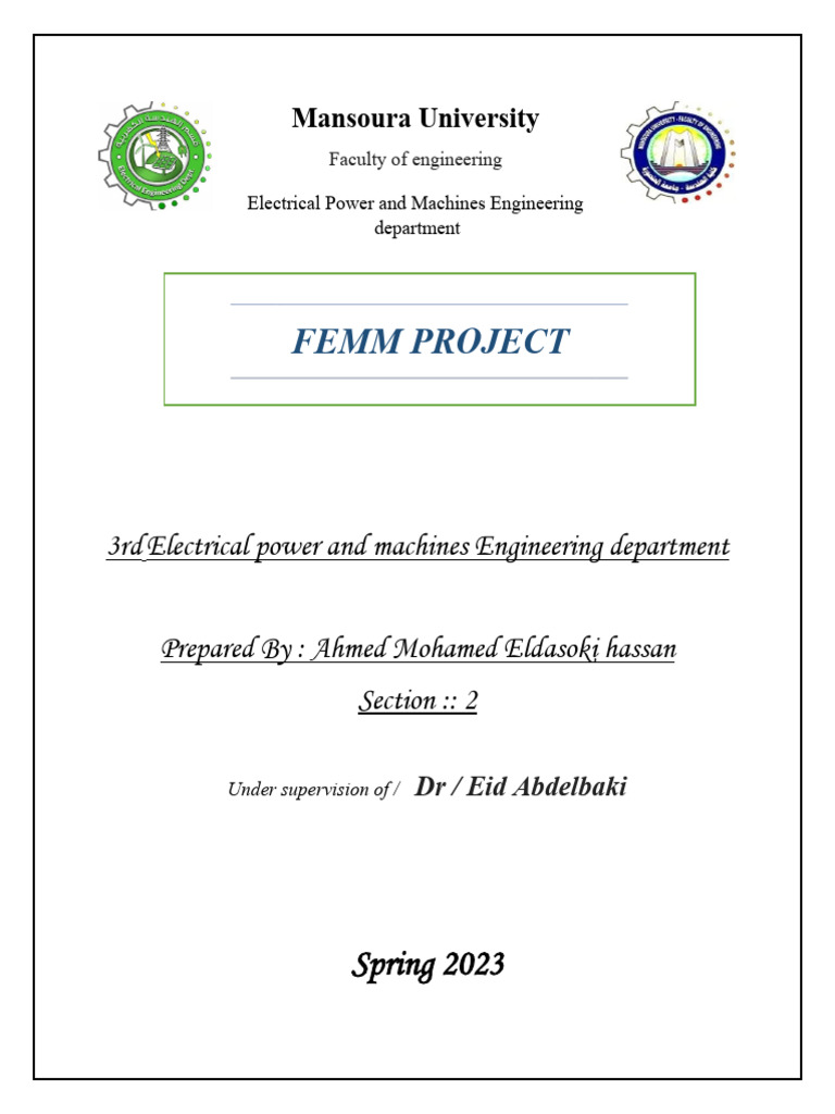 FEMM Project on Electrical Engineering | PDF