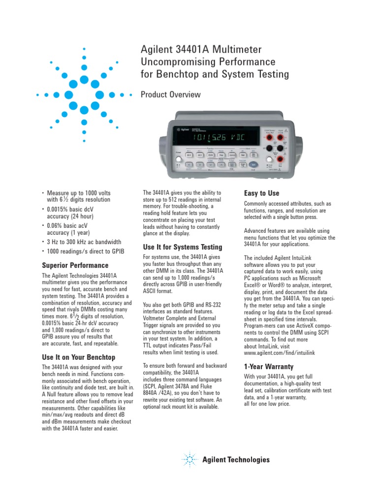 Agilent Digital-Multimeters TES-34401A Datasheet | PDF | Frequency ...