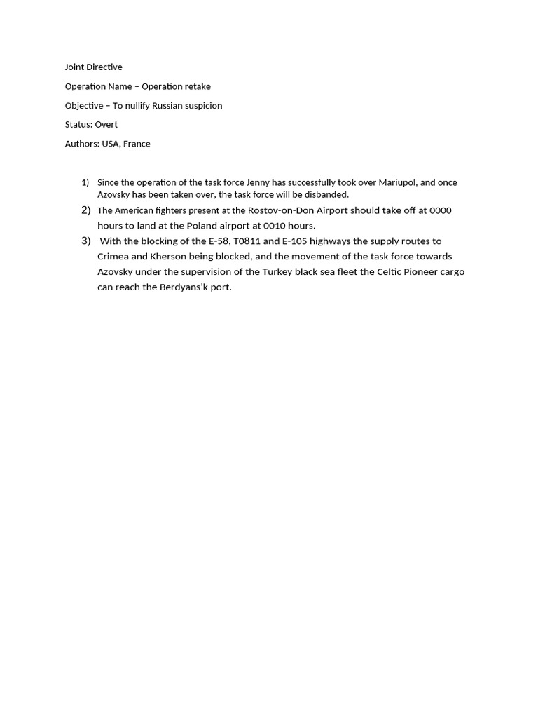 Joint Directive | PDF