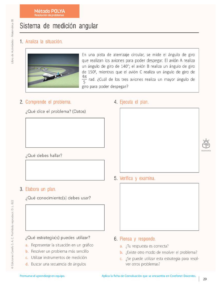 Método Polya Sistema Medidas Angulares 3er Secundaria Geometría | PDF