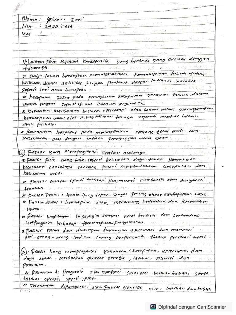 Uas - Ilmu Kepelatihan Olahraga - Givari Zaki (24087333) . | PDF