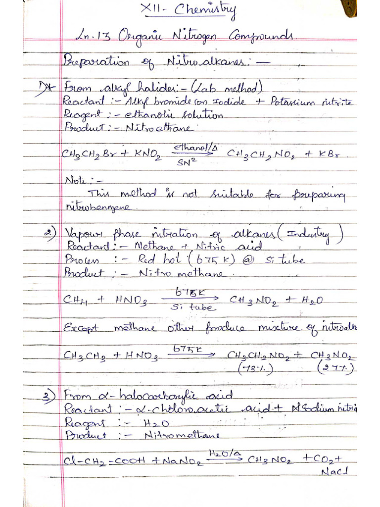 12th Chem - Ln. 13 - Hand Written Notes | PDF