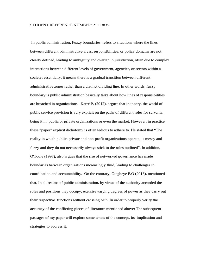FUZZY BOUNDARY IN PUBLIC ADMINISTRATION | PDF | Governance | Political ...