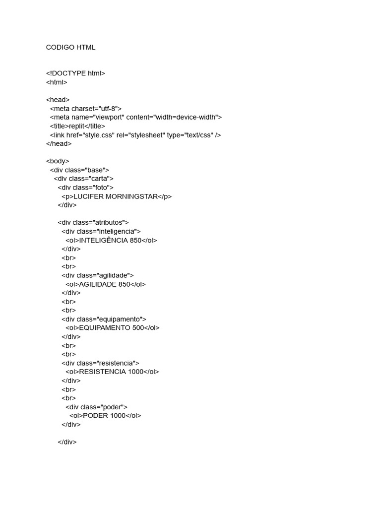 Nicolas Emanuel Ocanha Almeida - Carta Base em HTML e CSS | PDF