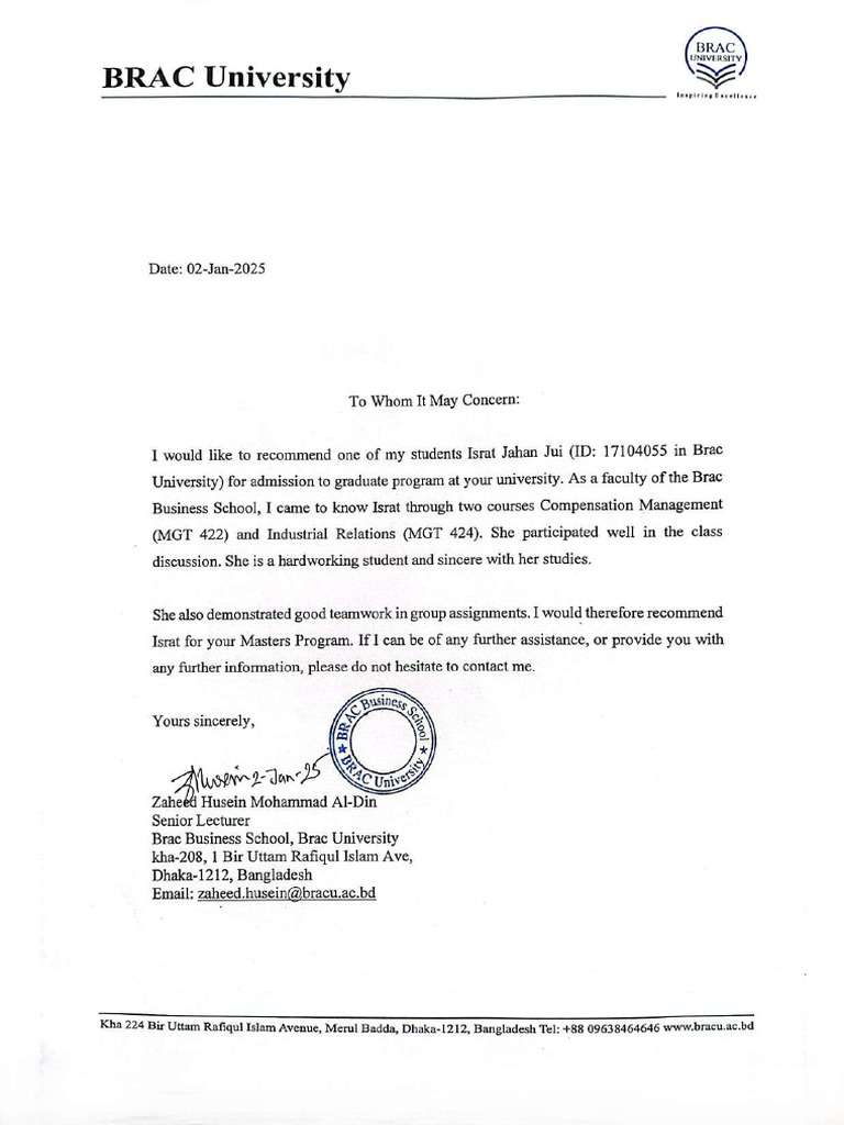 Formal LOR Format | PDF